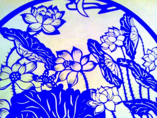Handmade Papercut - Lotus Flowers - Gift Or House Decdor In Blue on Luulla