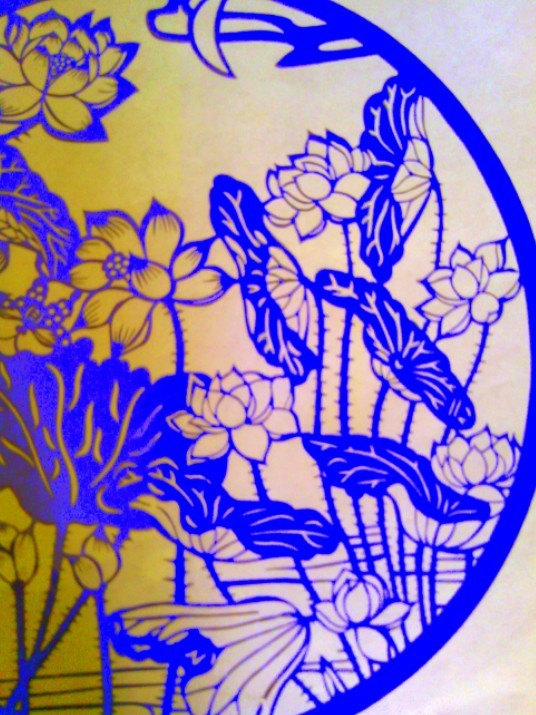 Handmade Papercut - Lotus Flowers - Gift Or House Decdor In Blue on Luulla