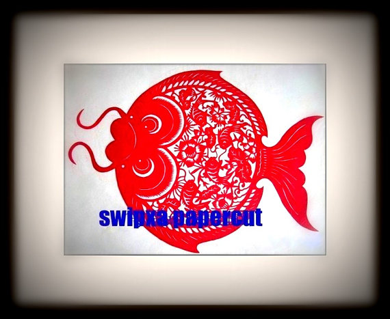 Handmade Paper Cut Out Art Work -cute Lovely Fish / Koi on Luulla