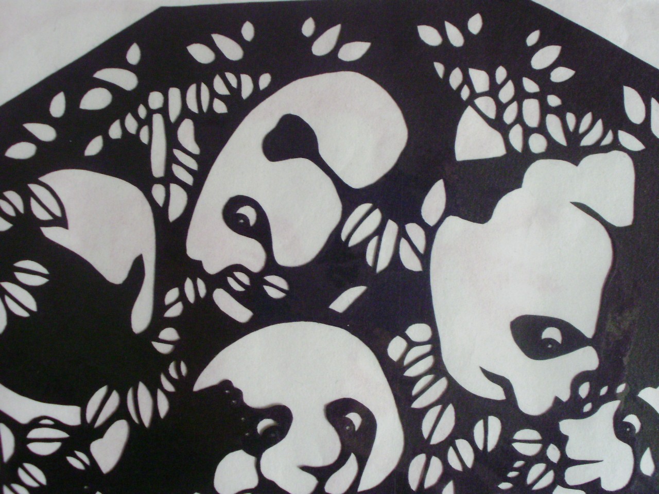 SALE - Handmade - Handcut Papercut - Pandas In Bamboos - Black ...